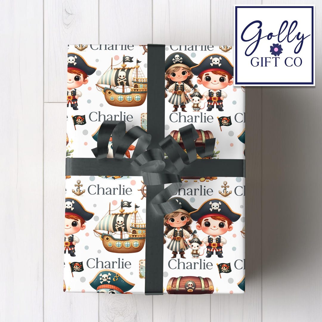 Personalized Pirate Wrapping Paper - Your Name Pirate Gift Wrap ...