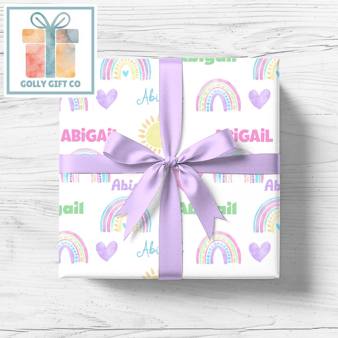 Personalized Rainbow Wrapping Paper - Custom Name Gift Wrap With ...