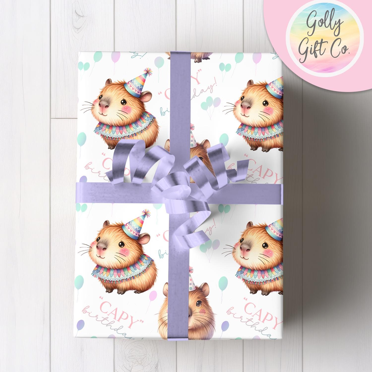 Capy Birthday Wrapping Paper - Gift Wrap - Capybaras for Birthdays ...