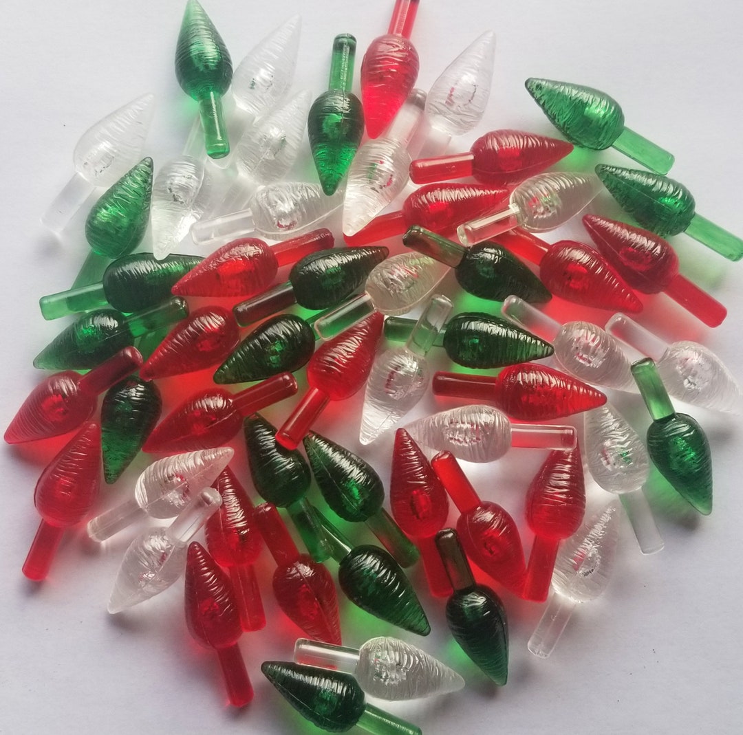 Large "clear, Red & Emerald Green" Ceramic Christmas Tree Light Pegs ...