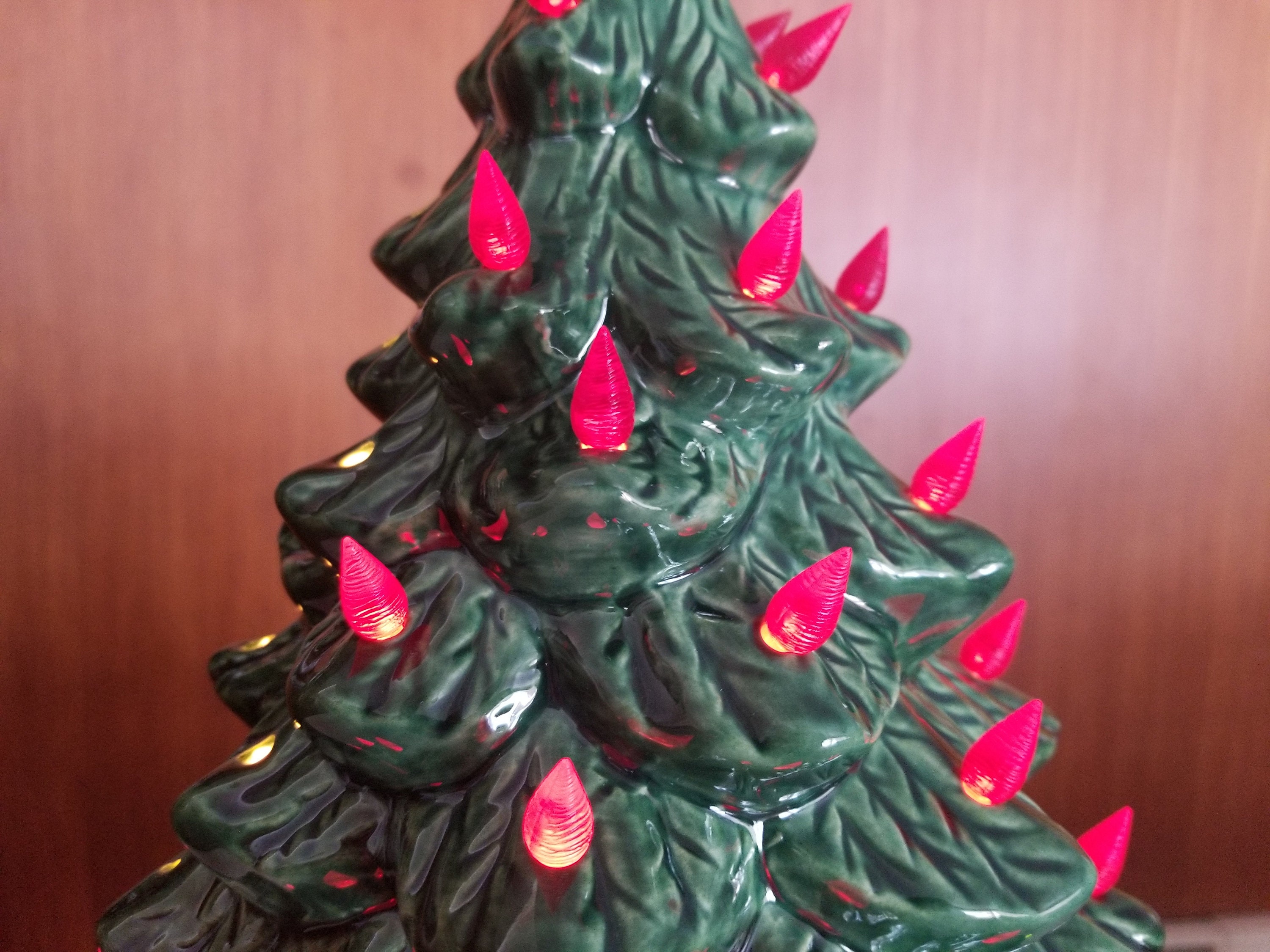 Medium red Ceramic Christmas Tree Lights / Bulbs - Etsy