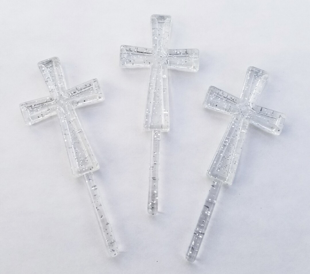 New Clear Cross Topper With Glitter for Ceramic Christmas Tree / Cake ...