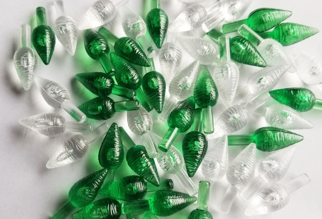 Large "clear & Emerald Green" Ceramic Christmas Tree Light Pegs / Bulbs ...