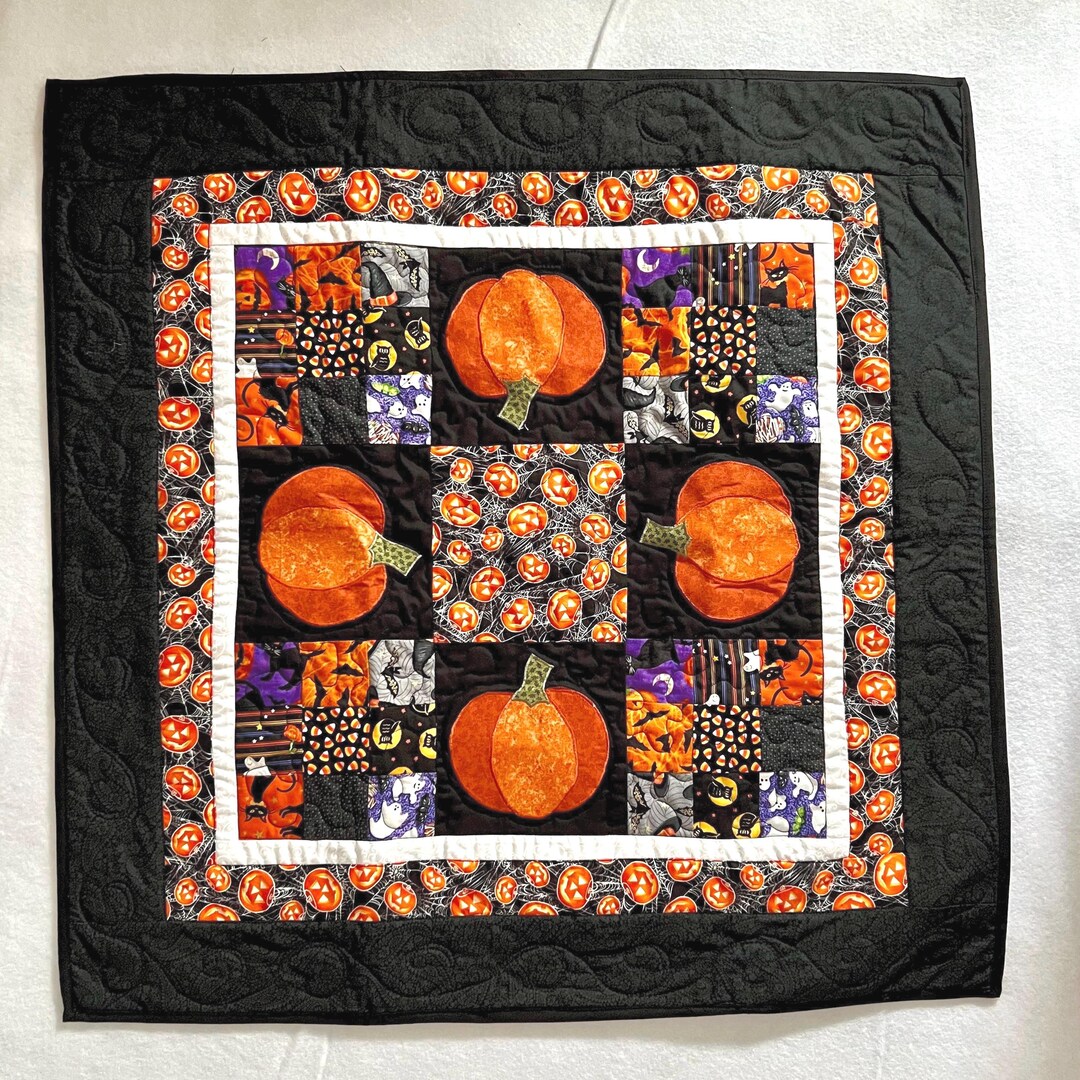 34 Inch Quilted Halloween Table Topper, Handmade Quilted Table Topper ...