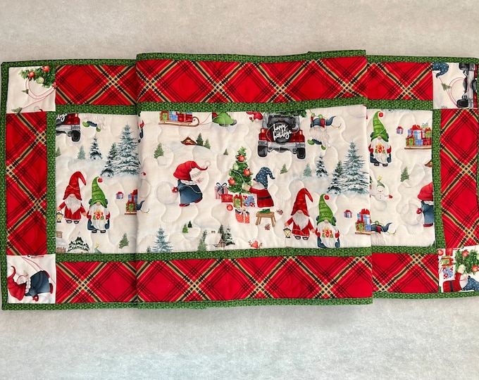 48 Inch Christmas Gnomes Table Runner,handmade Holiday Runner,handmade ...
