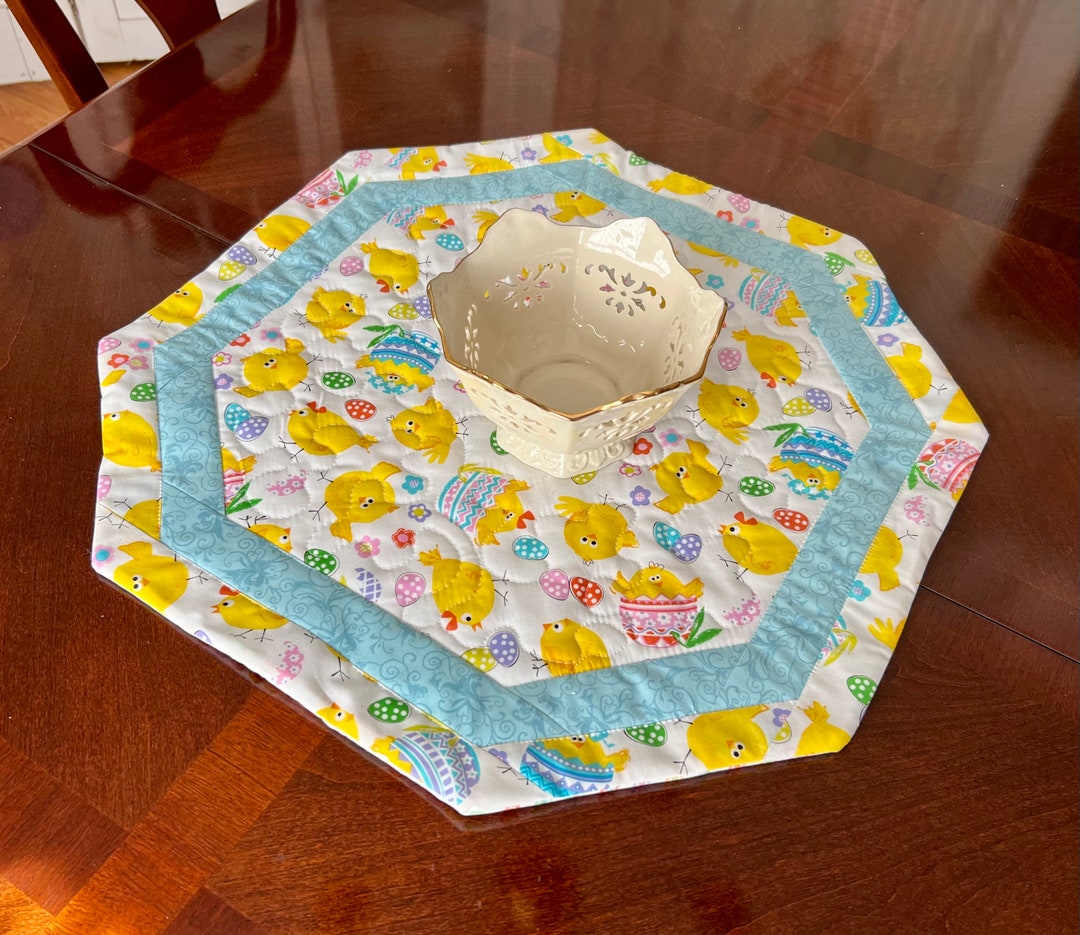 23 Inch Octagon Easter Chicks Runner,easter Runner for Round Table ...