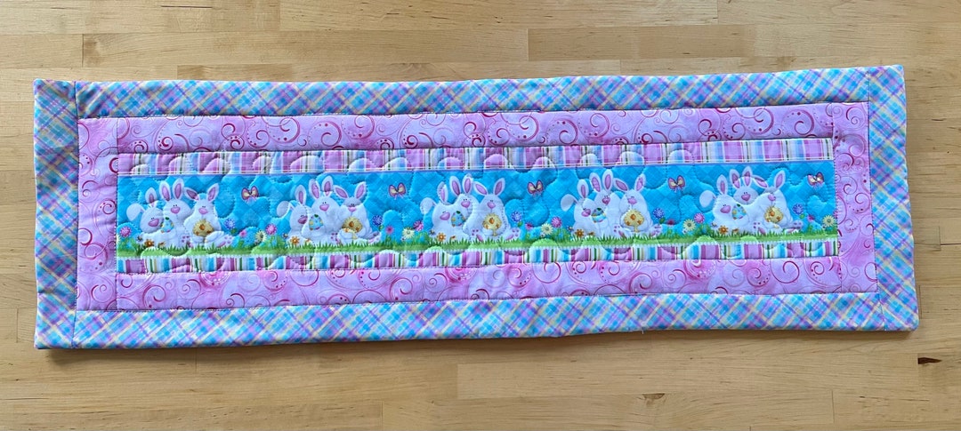 35 Inch Handmade Quilted Easter Table Runner,easter Centerpiece Runner,easter Bunny Table Runner ...