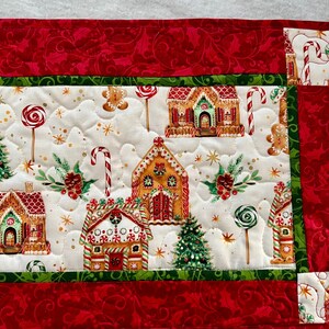 46 Inch Quilted Gingerbread House Table Runner,handmade Holiday Runner ...