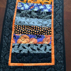 Quilted 45 Inch Halloween Table Runner, Handmade Quilted Autumn Table ...