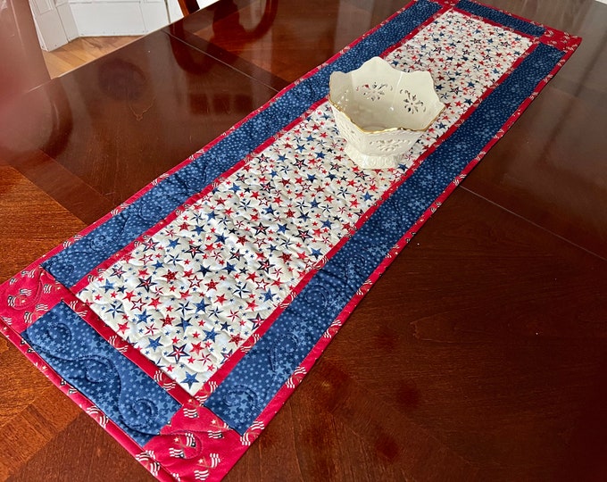 46 Inch Quilted Patriotic Table Runner,4th of July Table Runner ...