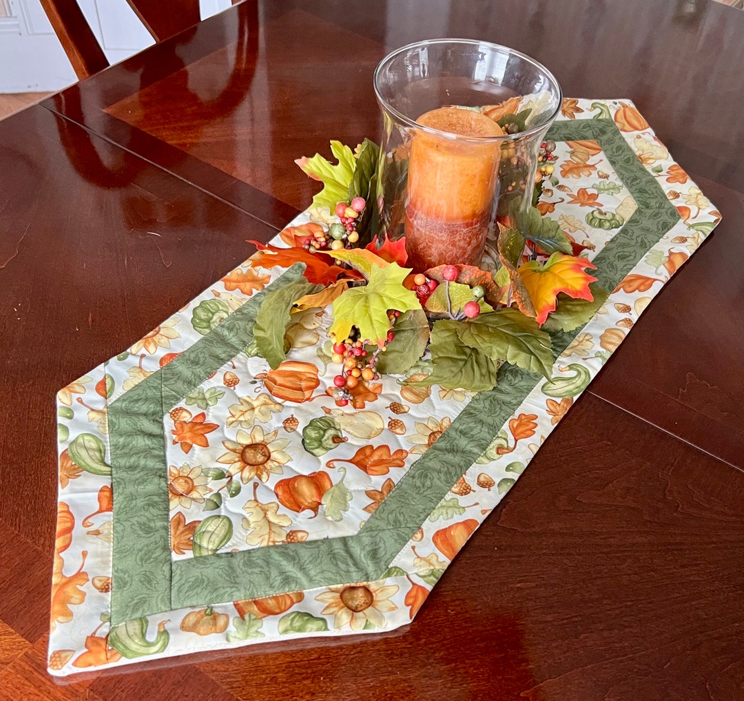 36 Inch Quilted Autumn Harvest Table Runner,small Fall Runner,handmade ...