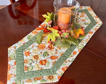 36 Inch Quilted Sunflower and Pumpkin Table Runner,small Autumn Runner ...