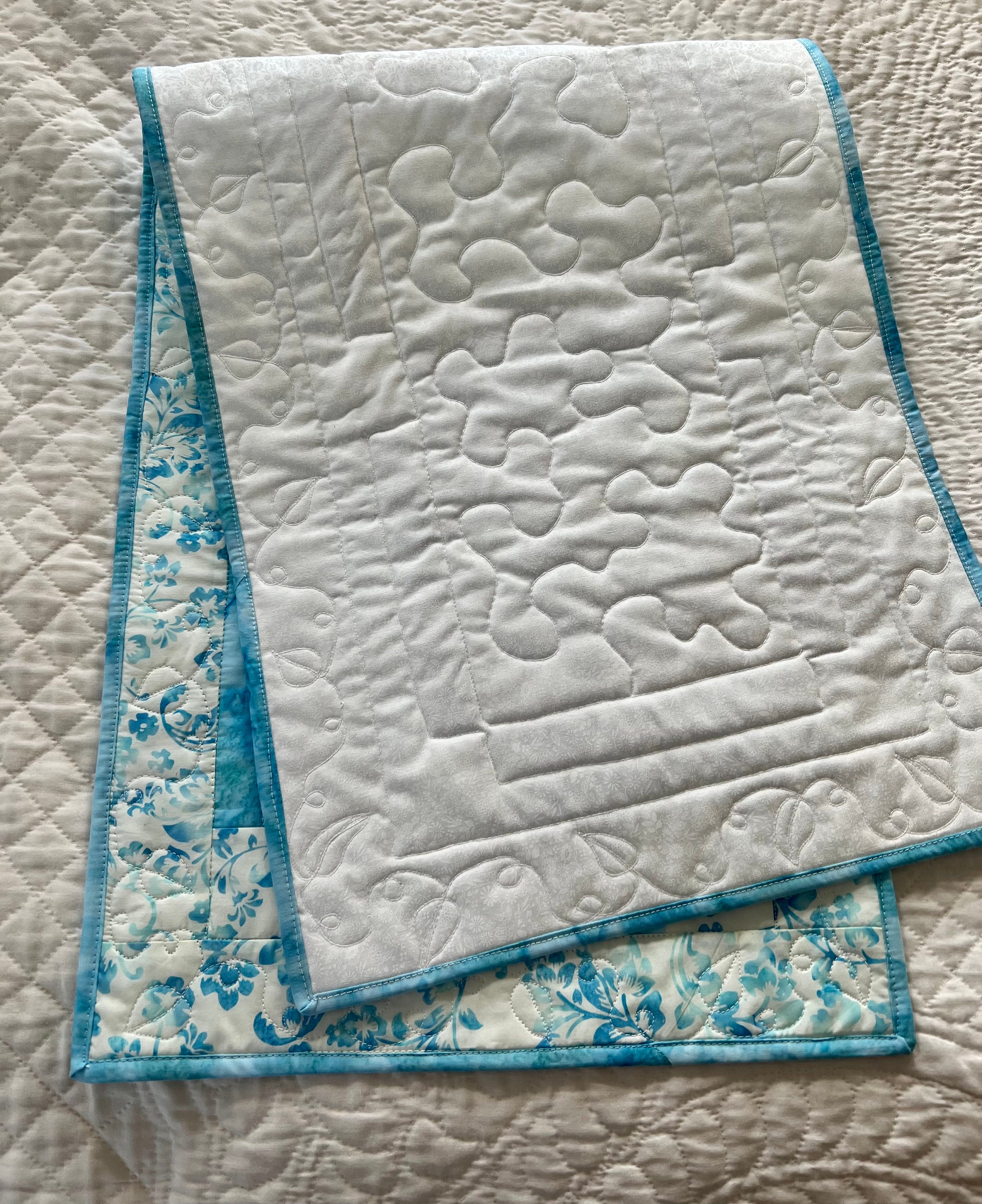 40 Inch Quilted Aqua Blue Batik Table Runnerhandmade Quilted - Etsy