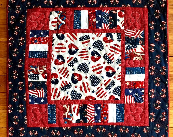 Patriotic Quilted Table Topper,handmade 4th of July Centerpiece,4th of ...