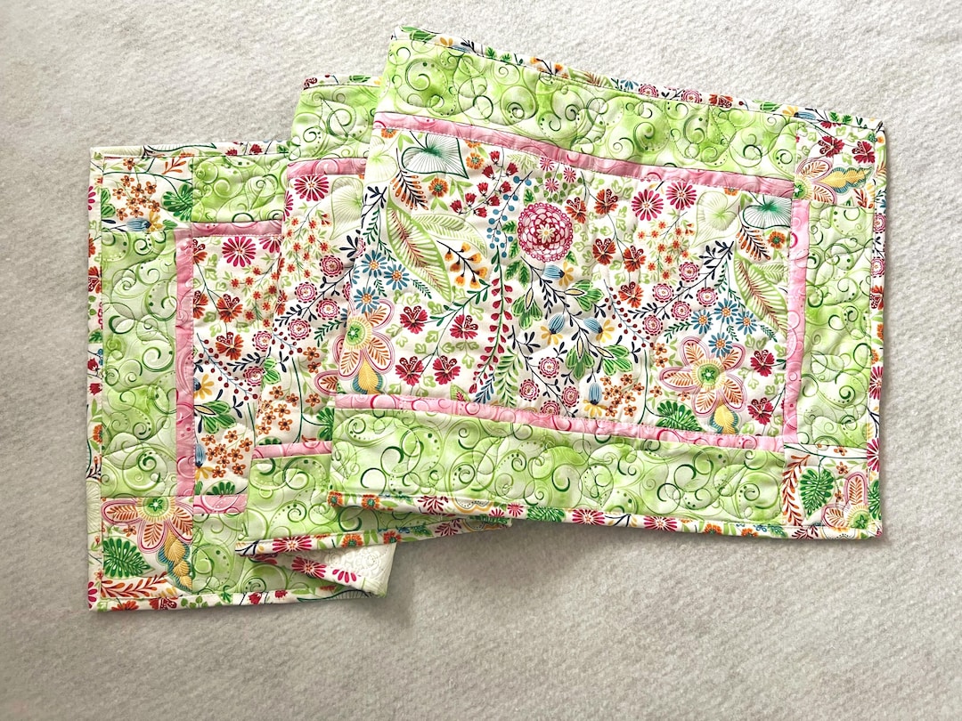 48 Inch Spring Floral Table Runner, Handmade Quilted Runner, Quilted ...