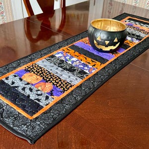 Quilted 45 Inch Halloween Table Runner, Handmade Quilted Autumn Table ...