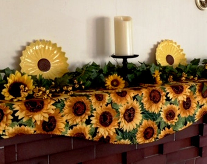Sunflower Mantel Scarf, Quilted Mantel Scarf, Sunflower Mantle Scarf ...