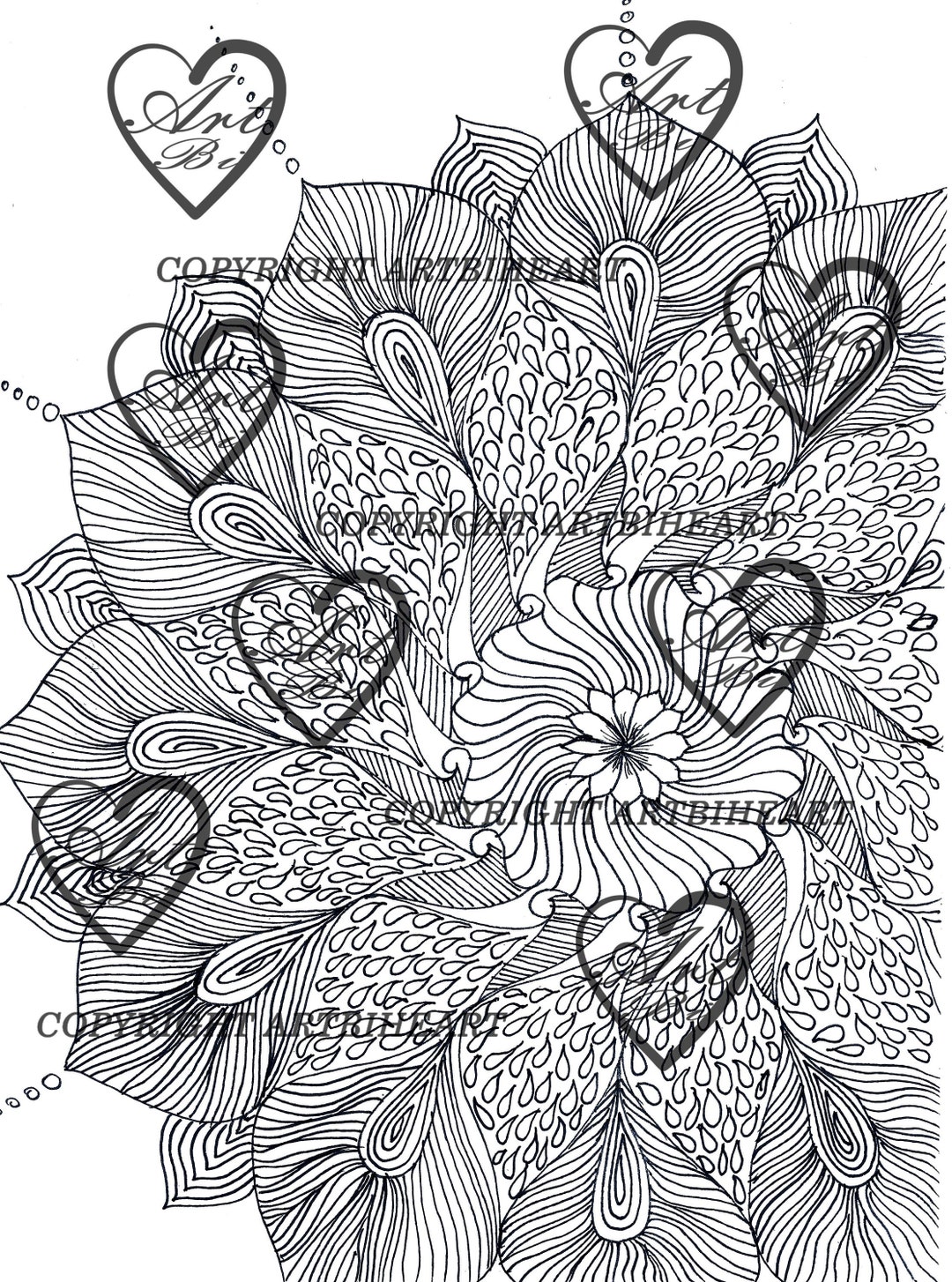 Beautiful Coloring Page for Adult, Digital Download, Coloring Page ...