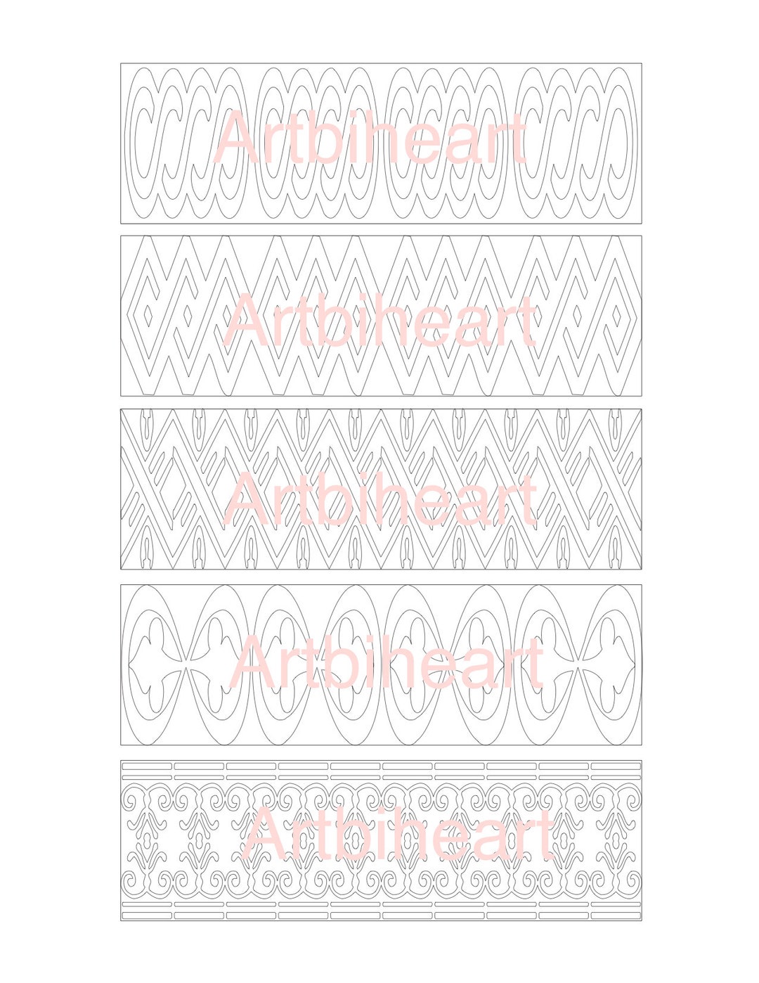 Set of 5 Bookmarks to Color With Different Patterns for All - Etsy