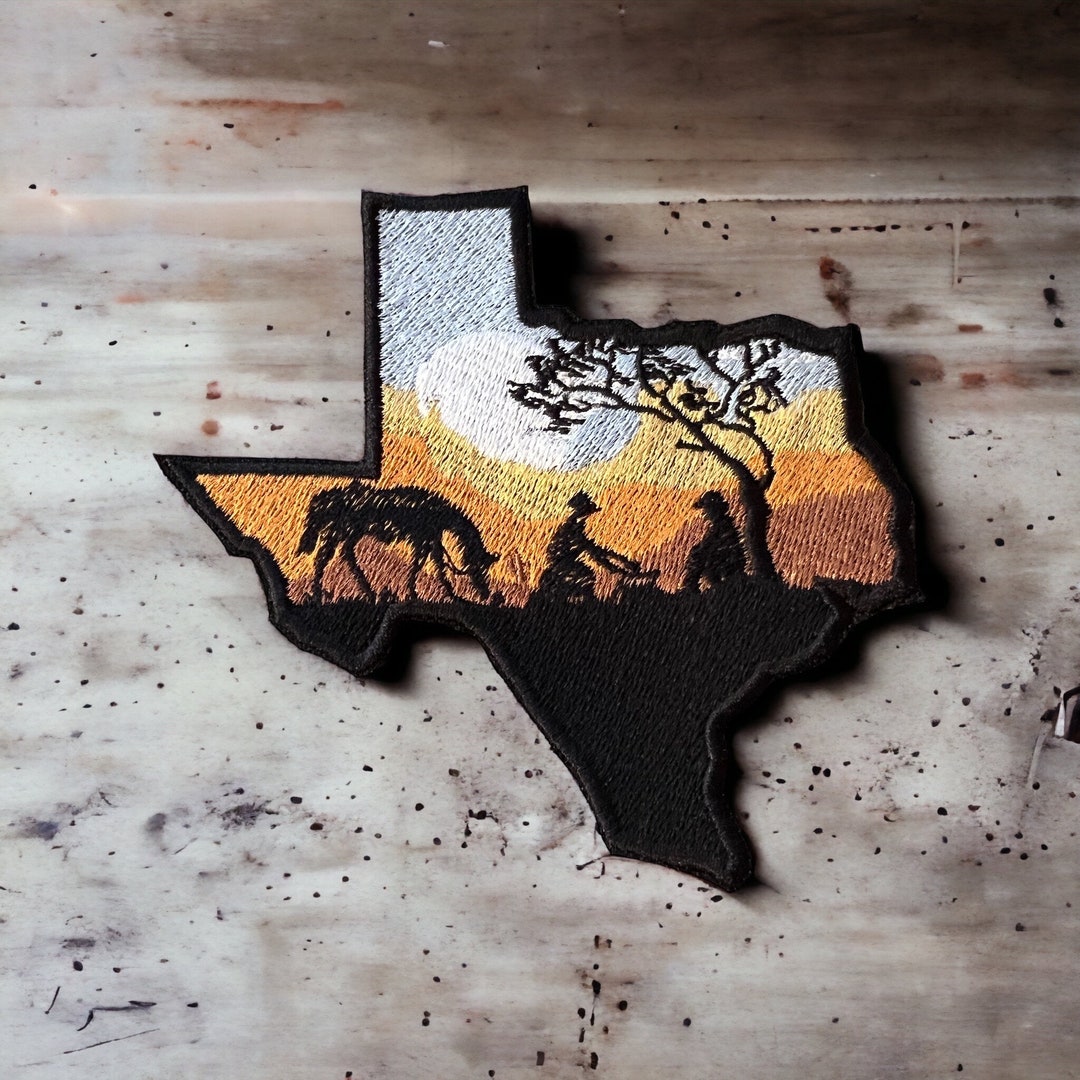 Lone Star Cowboys: Texas Outline With Cowboys and Horse Patch - Etsy