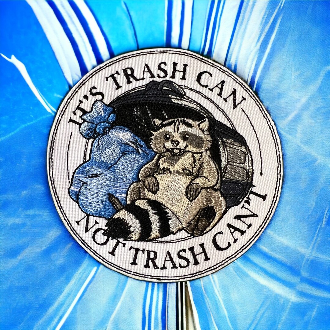 Raccoon Trash Can Embroidery Patch 4.84 X 4.84 Sew on or Iron On - Etsy