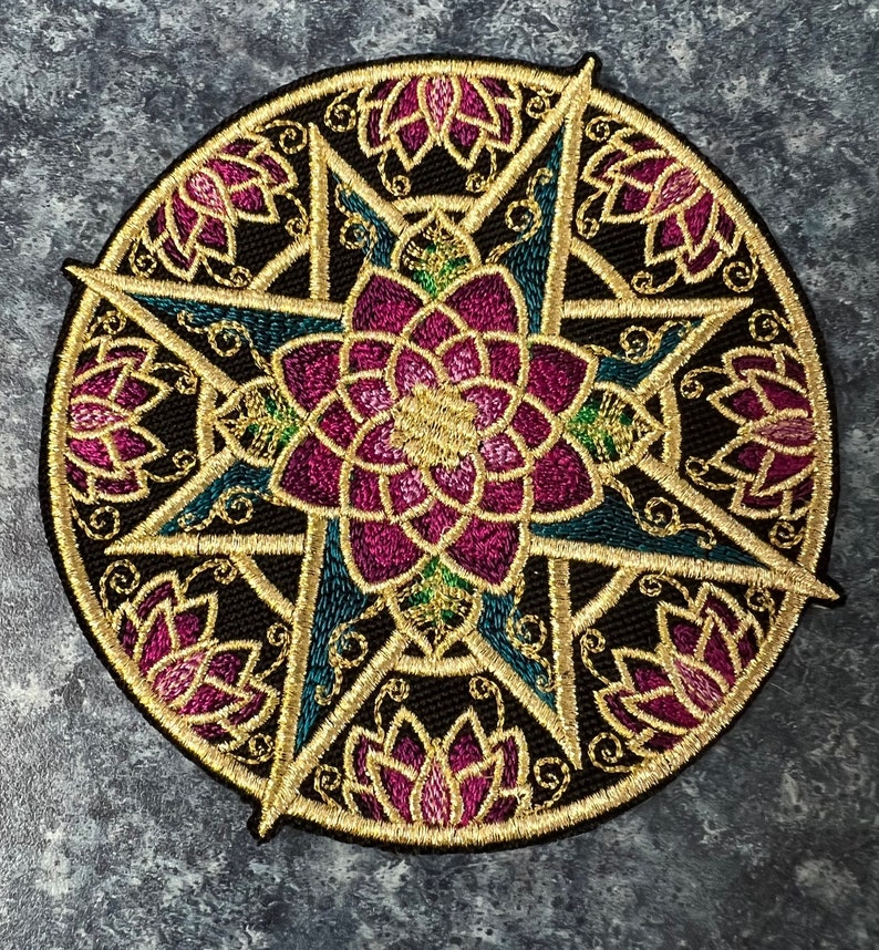 Gilded Floral Compass Rose Iron on Patch - Etsy