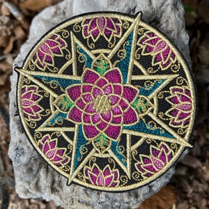 Gilded Floral Compass Rose Iron on Patch - Etsy
