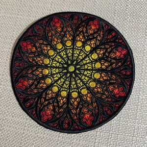 Stained Glass Mandala/iron on Patch/stained Glass/patches for Totes ...