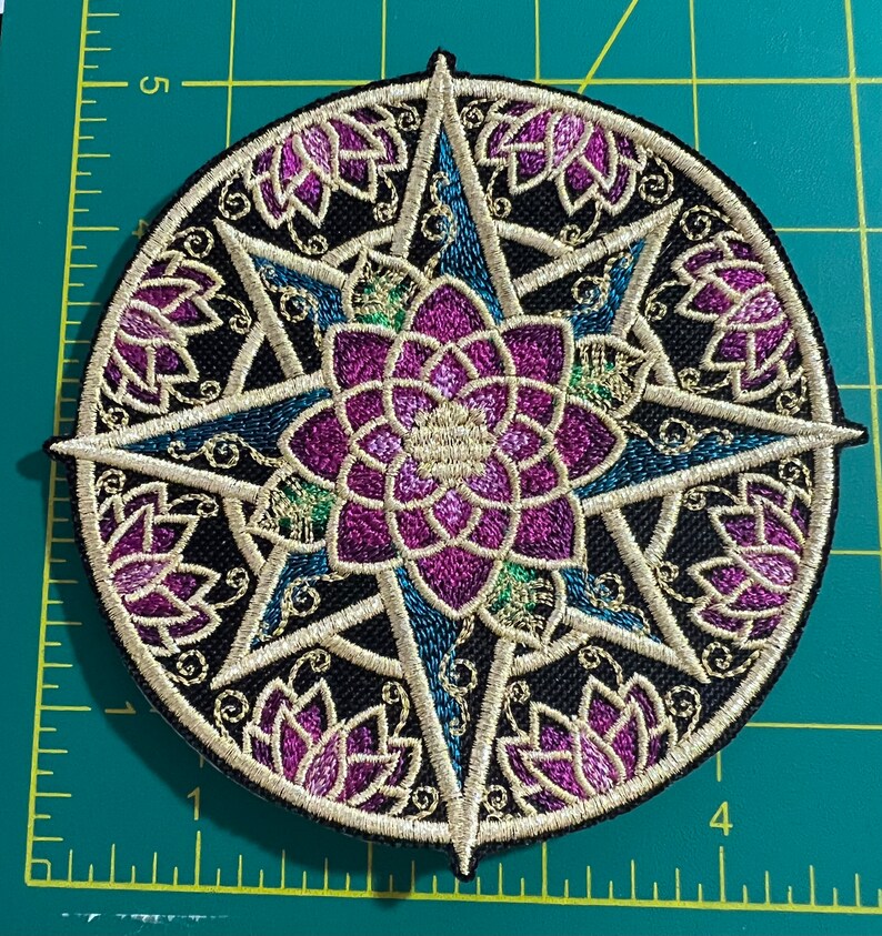 Gilded Floral Compass Rose Iron on Patch - Etsy