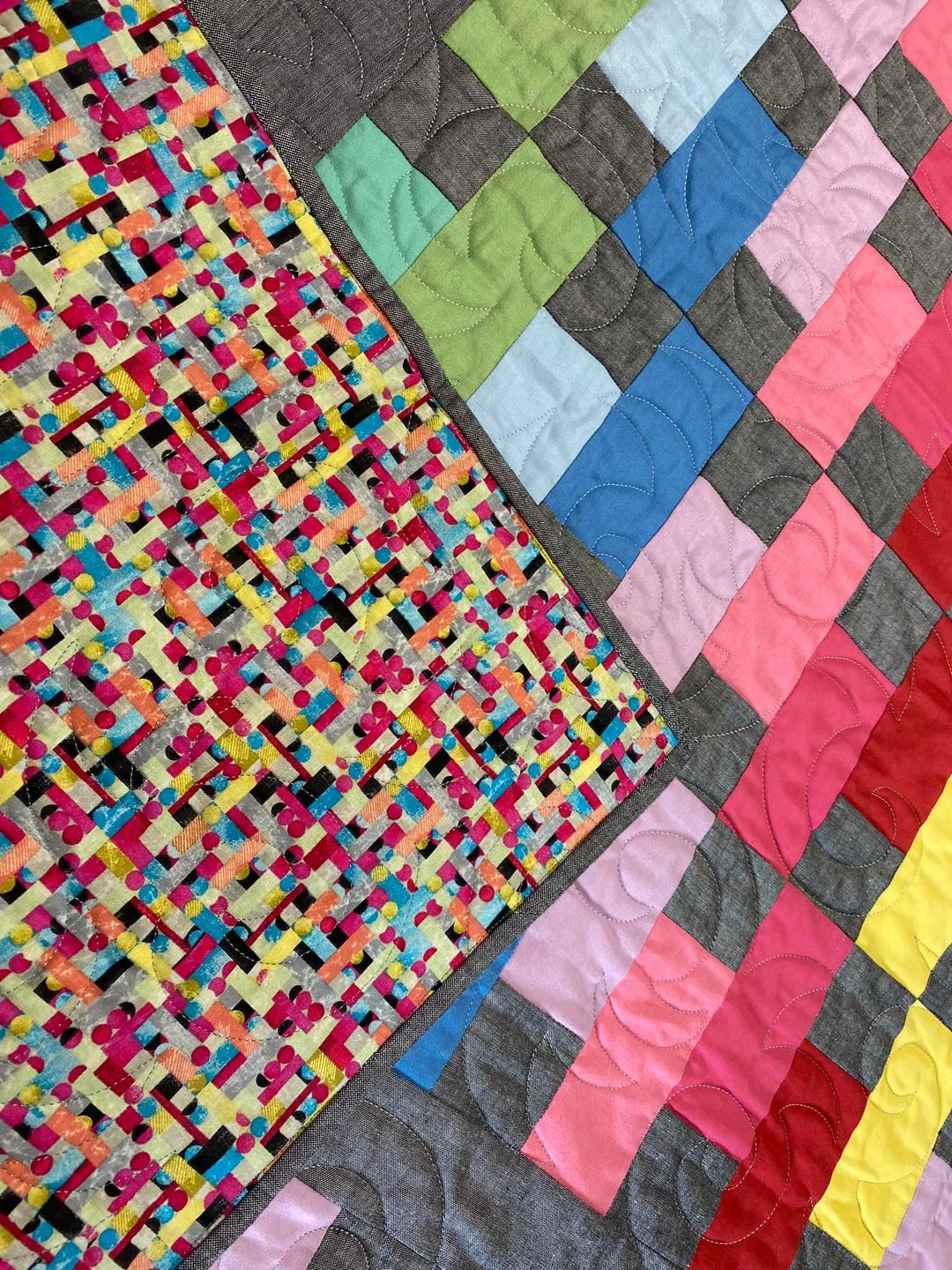Homemade Crayola Colorful Stacked Quilt 47"x 55" - Etsy