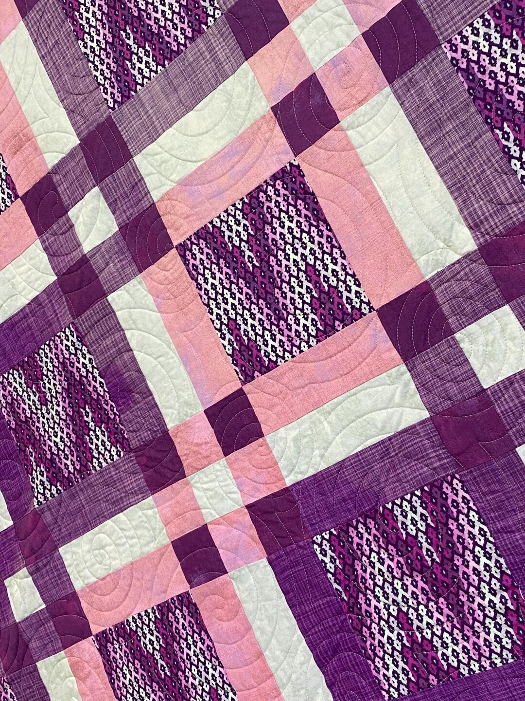 Handmade Pink and Purple Interlace Twin Size Quilt 56" X 72" - Etsy