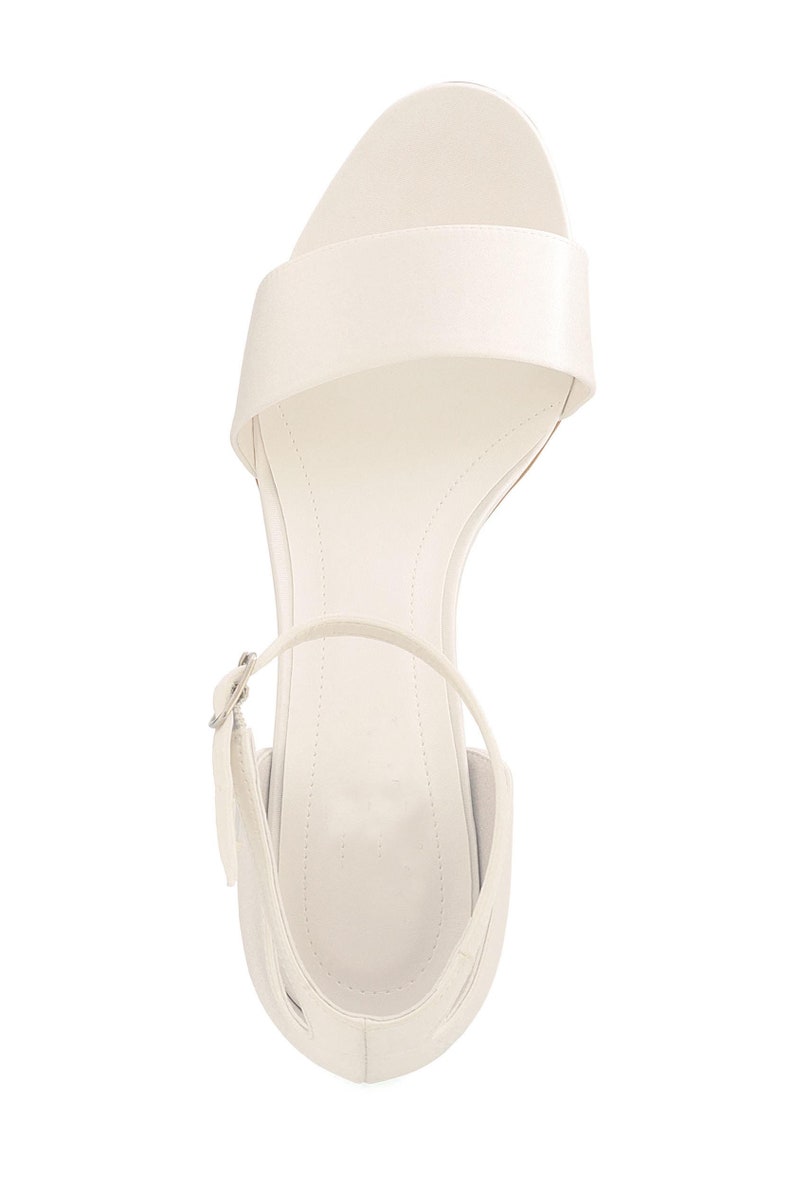 Ivory Satin Wedding Sandals - Ivory Bridal Low Heel Shoes, Low Heel ...