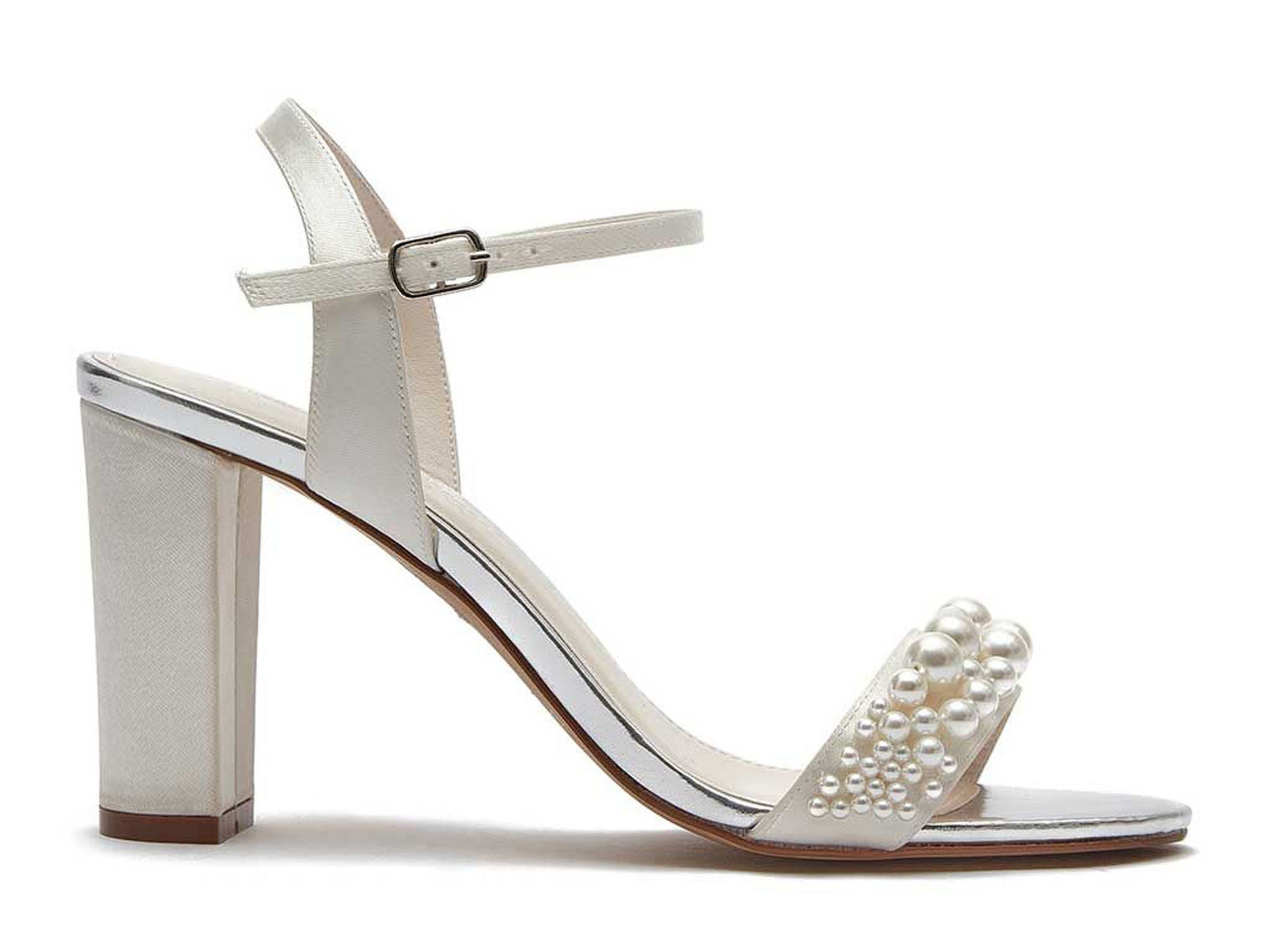 Ivory Satin Wedding Bridal Mid Block Heel Sandals Wedding - Etsy UK
