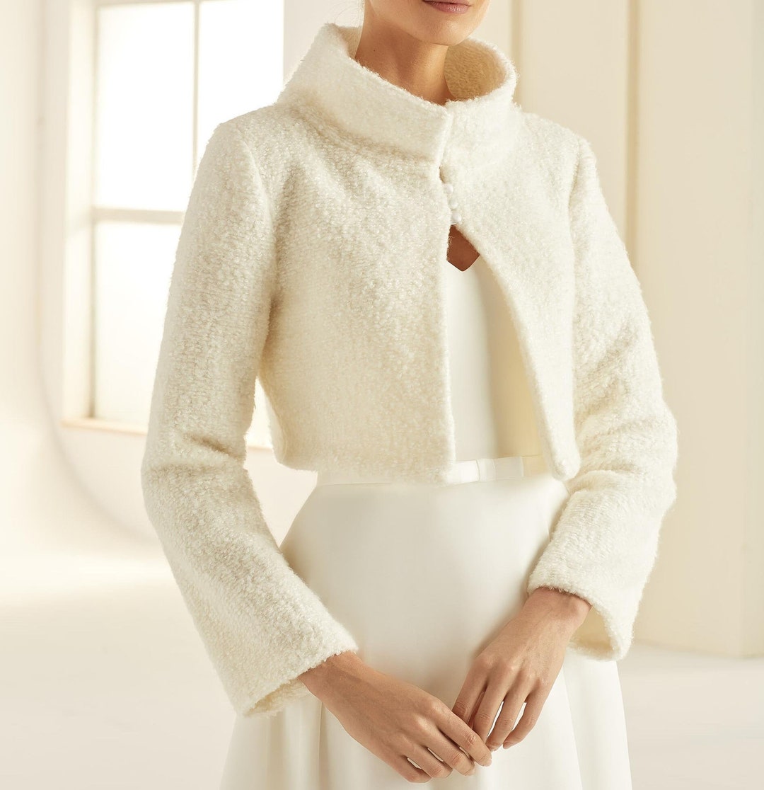Stunning Wool Bridal Jacket, Long Sleeves, Bridal Bolero, Occasion ...