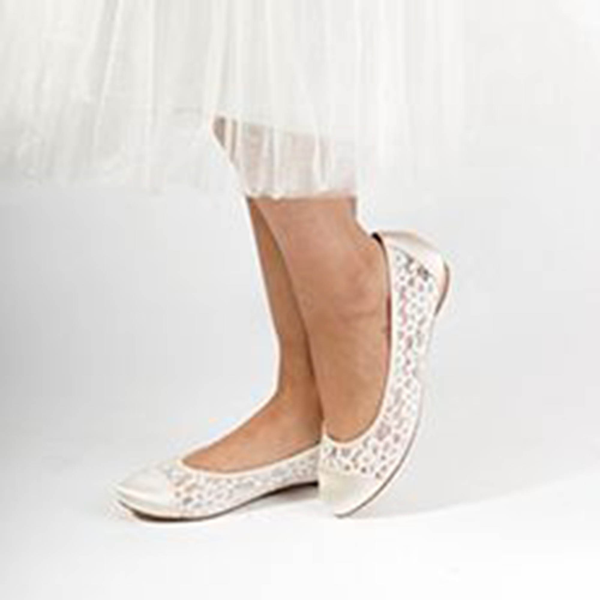 Women's Ivory Lace Flat Wedding Bridal Bridesmaid Ballet Ballerina ...