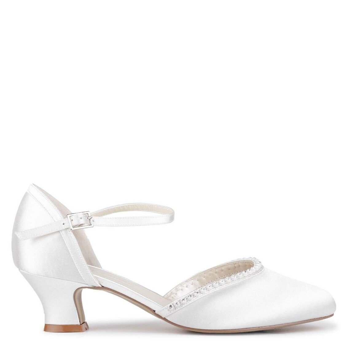 Ivory Satin Bridal Wedding Shoes Ivory Bridal Low Heel Shoes | Etsy