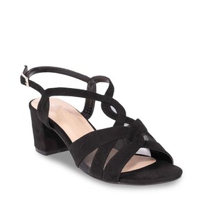 Black Wide Fit Low Block Heel Sandals, Evening Shoes, Comfy Wide Fit ...