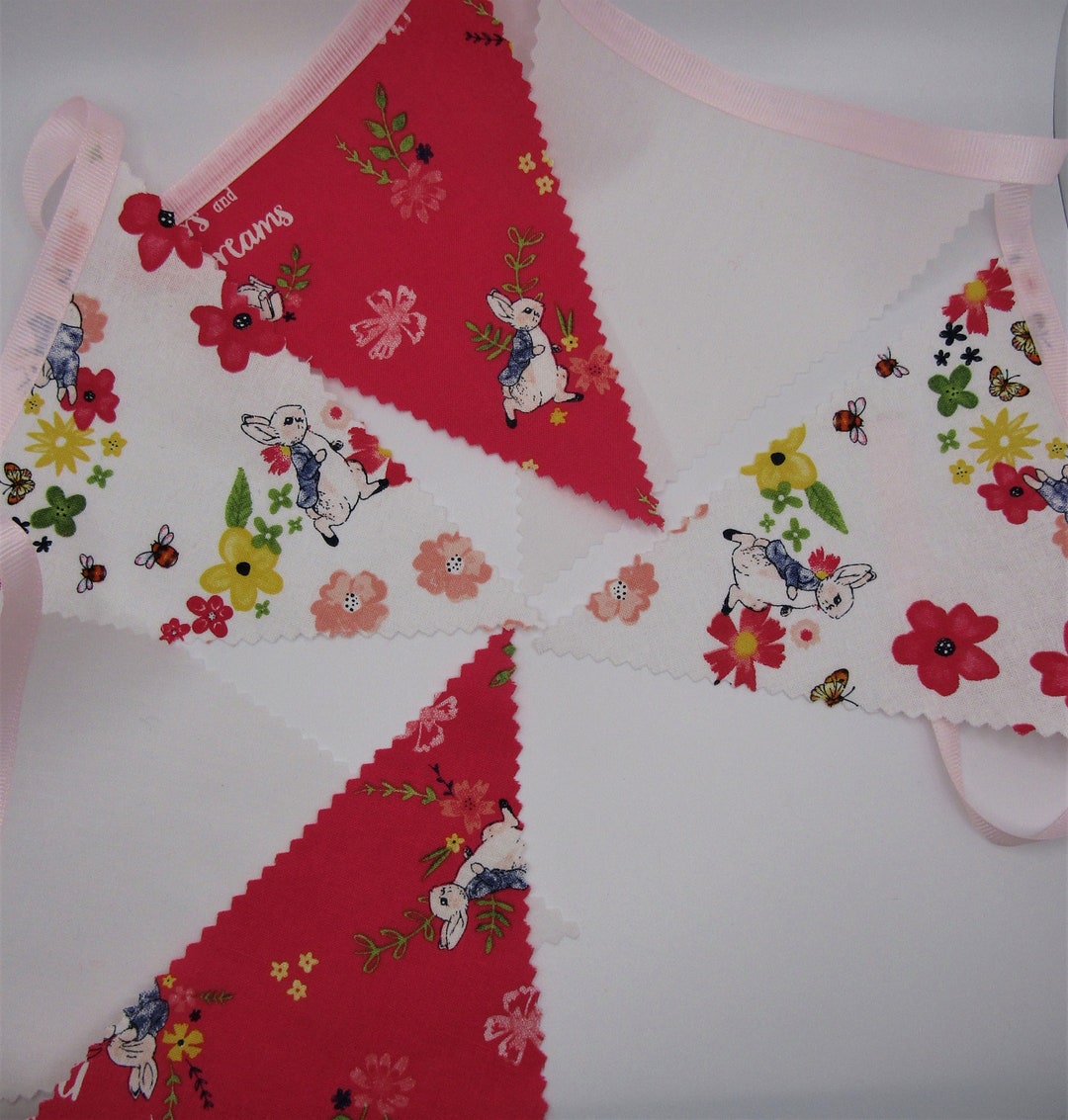 Peter Rabbit Bunting, Pink Rabbit Decor, Nursery Bunting, Peter Rabbit ...
