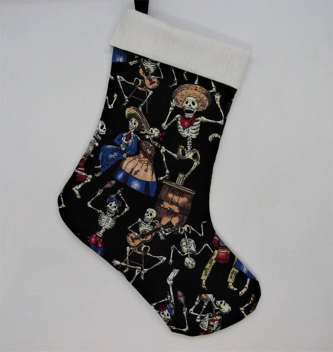 Alternative, Skeleton, Gothic Christmas Stocking, Sugar Skulls, Black ...