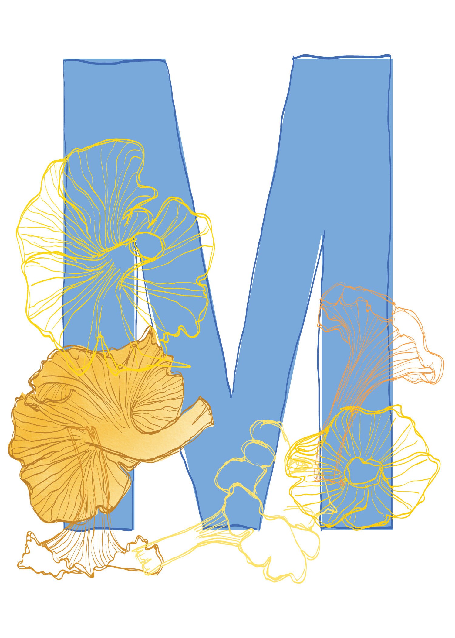 M is for Mushroom Downloadable Print - Instant Art Decor - Etsy