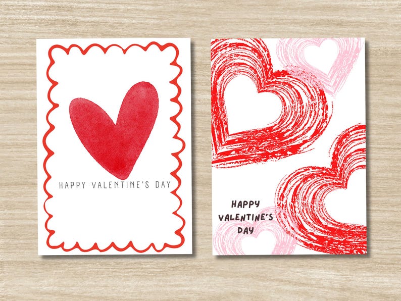Minimal Valentine’s Day Card Set – Simple Hearts, Classic, Love - Etsy
