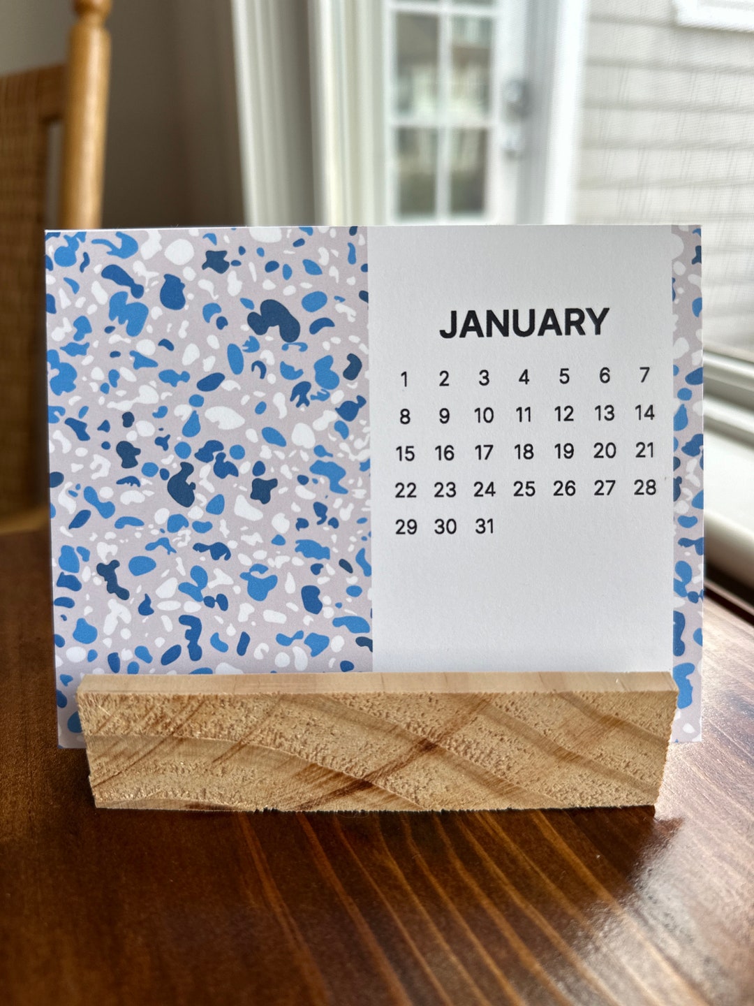 Terrazzo Tile 2026 Desk Calendar With Wood Stand - Midcentury Modern ...