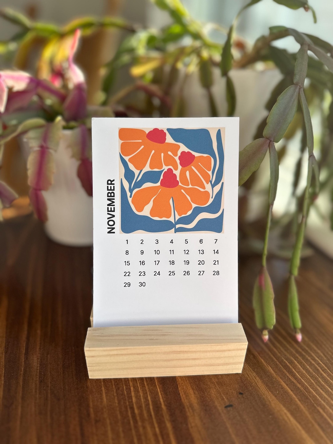 Matisse Style 2026 Desk Calendar: Abstract Art Decor, Reclaimed Wood ...