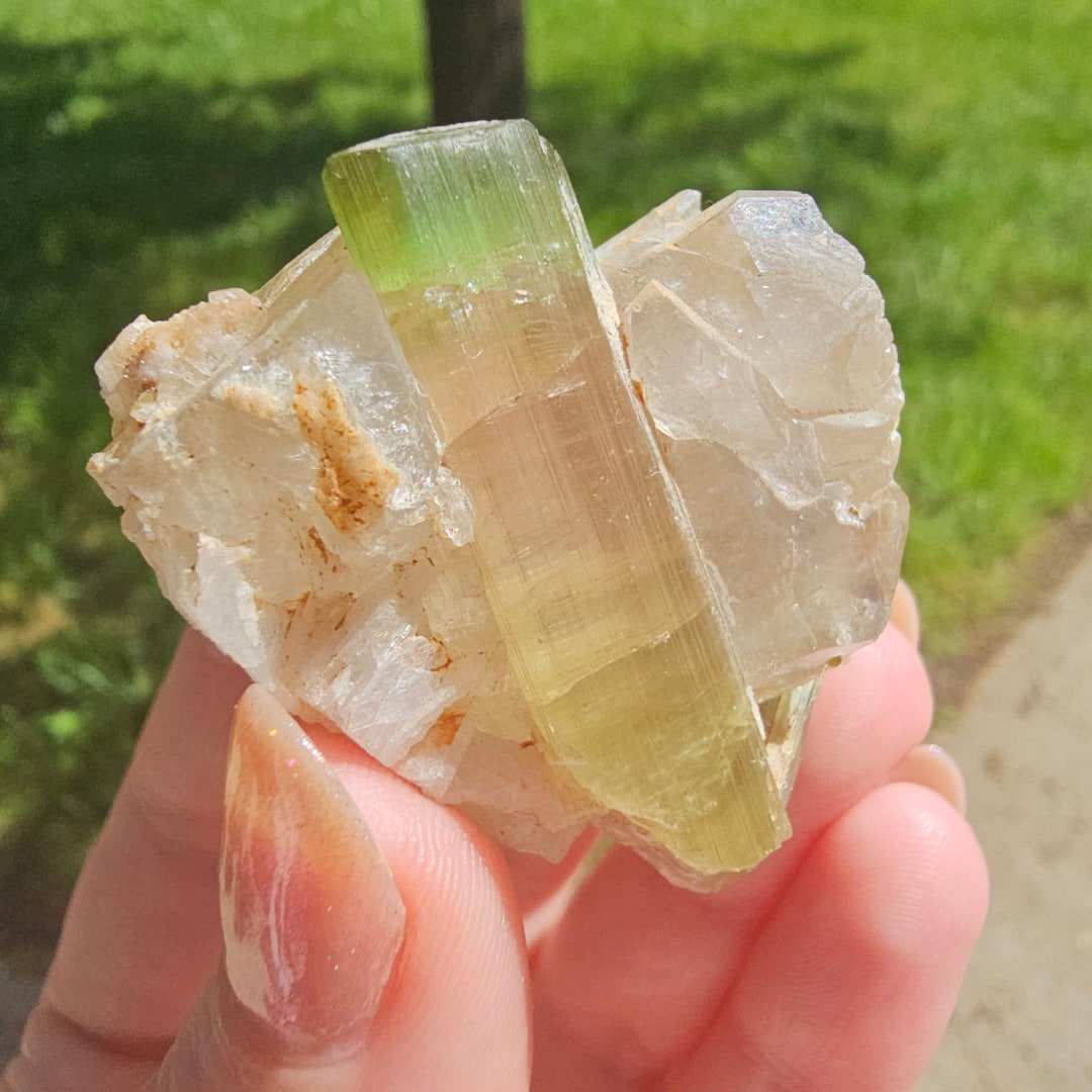 California Tourmaline on Quartz, Rare Raw Mineral Combo, Terminated ...