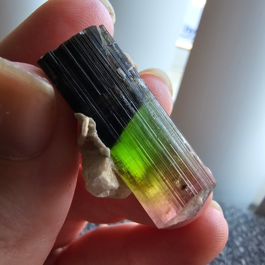 Tourmaline Crystal W Cleavandite, 9.2g Stak Nala Green & Pink Elbaite ...