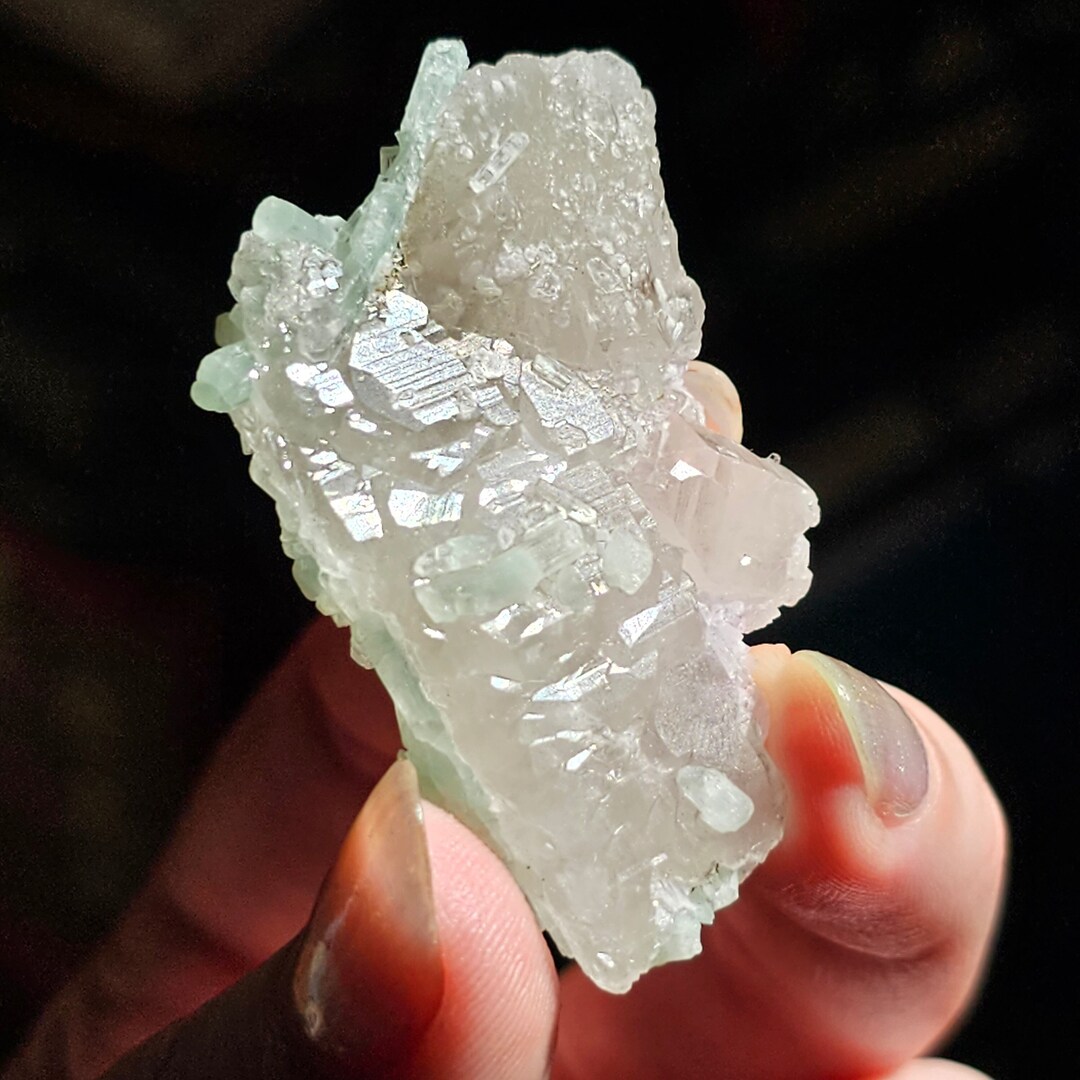 Frosted Elestial Quartz, Seafoam Baby Blue Tourmaline, Lepidolite ...