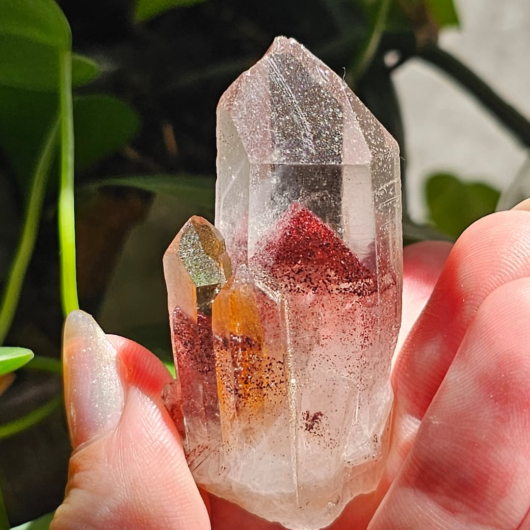 Hematite Phantom Quartz, 'sunset Fire' Phantom India, Water Clear High ...