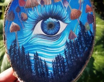 Fairy Art, Pyrography Wood Slice, Mushroom Lovers,, Fae, Psychedelic ...