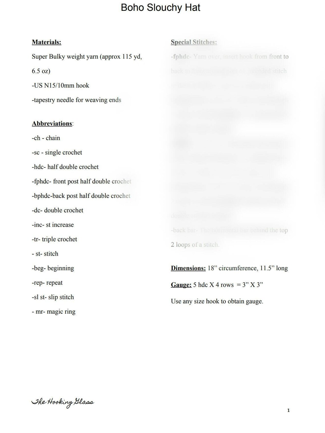 Slouchy Hat Pattern / Crochet Pattern / Crochet Hat / Toque Pattern ...