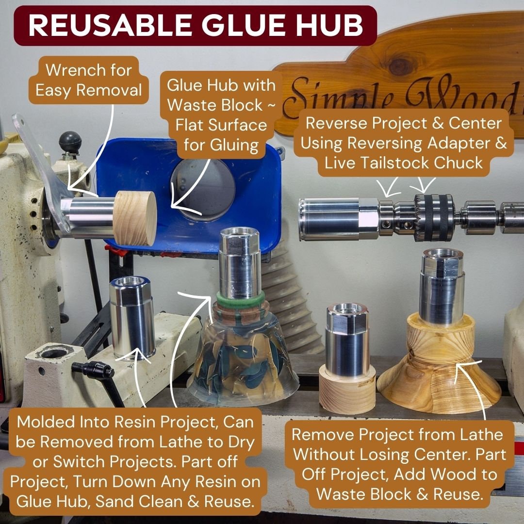 Aluminum Glue Hub With Threads for Turning Wood Blanks on a Wood Lathe ...